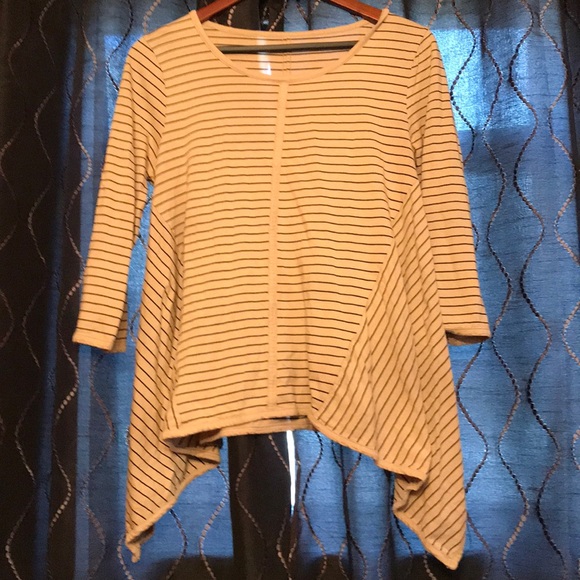 Tops | Womens Light Brown With Black Stripe Boutique Top | Poshmark